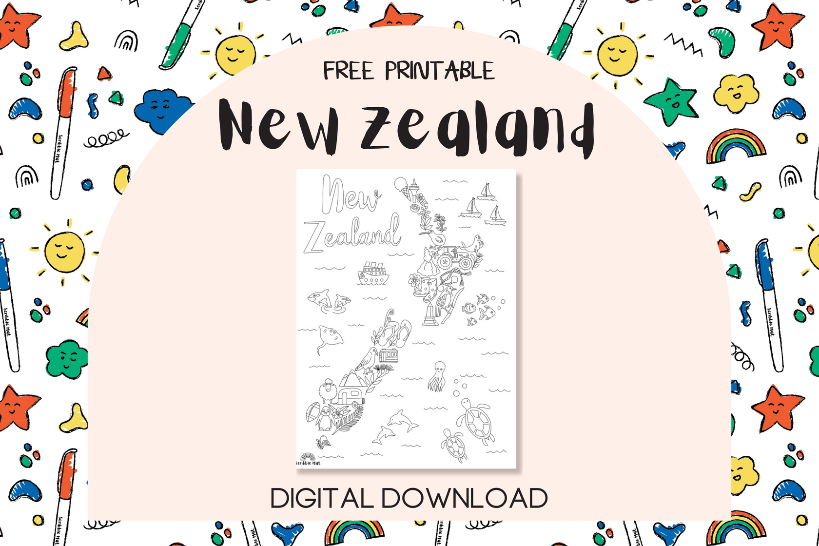Printable - New Zealand Map - FREE Digital Download – Scribble Mat