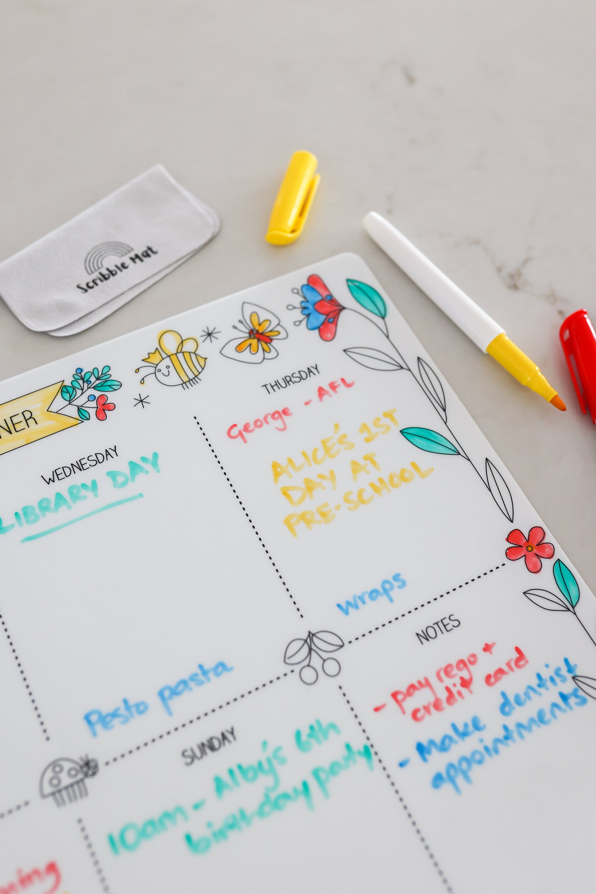 Weekly Planner Reusable Mat – Scribble Mat